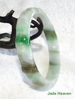 Sale-"Bat and Flowers" Imperial Green Vein Carved Jadeite Jade Bangle ...