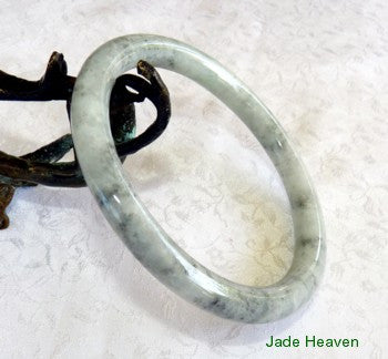 Sale-Large Classic Round Green and Charcoal Veins Jadeite Jade Bangle ...